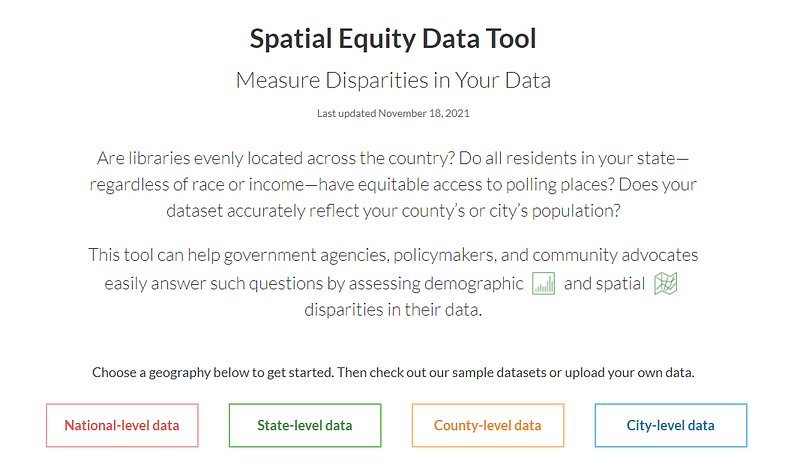 Introducing the Spatial Equity Data Tool Version 2 | Urban Data Catalog